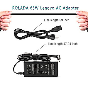 65W AC Adapter Laptop Wall Charger for Lenovo IdeaPad Flex 4 5 6 1470 1480 1570 1580 Lenovo Ideapad 110 110s 310 320 330 330s 510 520 530s 710sYOGA 710 510 Laptops Power Supply Cord
