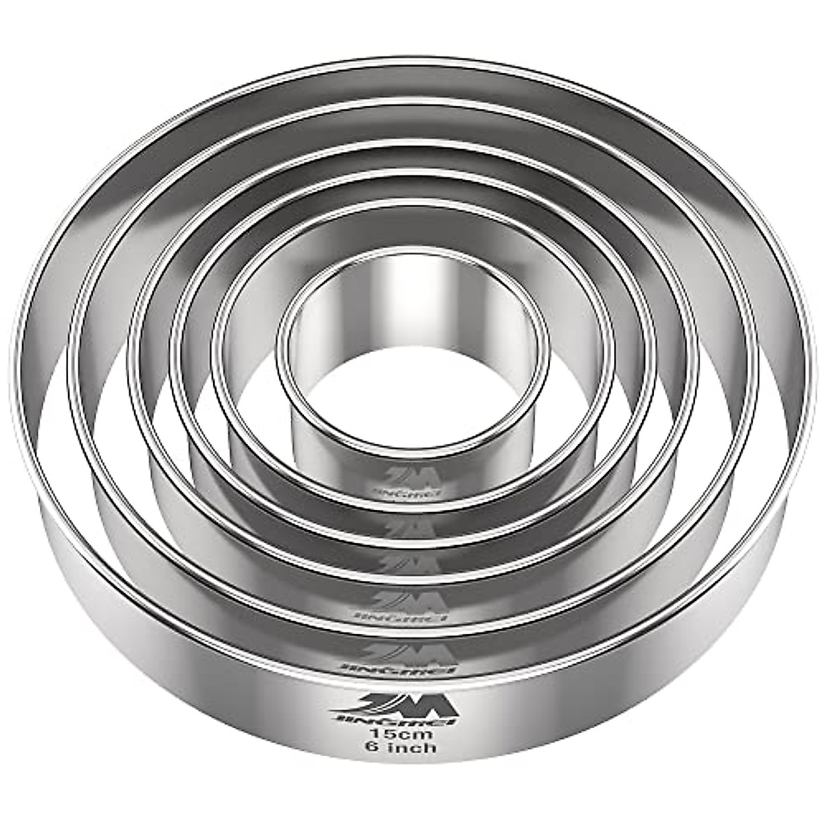 M JNGMEI 6 Pieces Stainless Steel Cookie Biscuit Cutter Set 2'', 3'',3.5'', 4'',5''and6'' Biscuit Plain Edge Round Cutters large Sizes Shape Molds Ranging from 2-6 Inches Multiple Sizes
