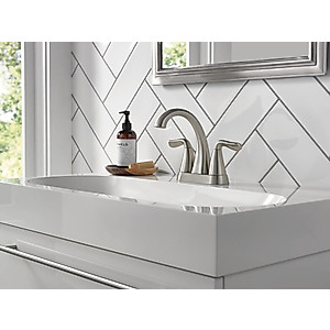 Delta Faucet Arvo Centerset Bathroom Faucet Brushed Nickel, Bathroom Sink Faucet, Drain Assembly Included, SpotShield Stainless 25840LF-SP