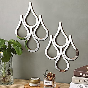 2 Pieces Teardrop Wall Mirror Hanging Wall Mounted Mirrors Teardrop Mirror Wall Decor Wall Mirrors Decorative Mirror Decor Accent Mirror for Home Living Room Bedroom Bathroom, 15.7 x 11 Inch (Silver)