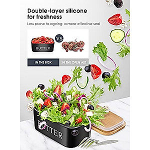 AISBUGUR Large Butter Dish with Lid Ceramics Butter Keeper Container with Knife and High- quality Silicone Sealing Butter Dishes with Covers Good Kitchen Gift Black