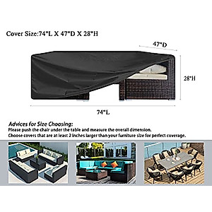 Garden Balsam Patio Furniture Cover Outdoor Table and Chair Set Covers Outdoor Dining Set Cover Outdoor Sectional Sofa Set Covers Water Resistant Rectangle 74"L X 47"D X 28"H Black
