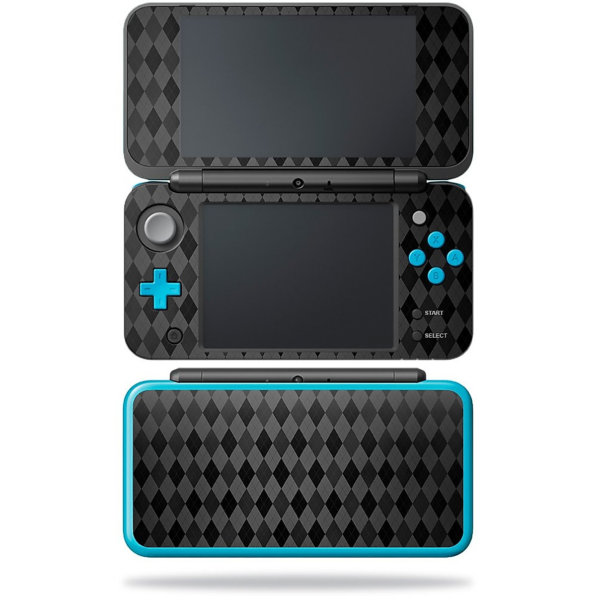MightySkins Skin Compatible with Nintendo New 2DS XL - Black Argyle | Protective, Durable, and Unique Vinyl Decal wrap Cover | Easy to Apply, Remove, and Change Styles | Made in The USA