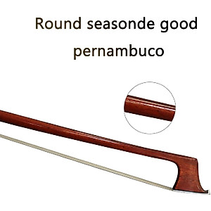 AMZZ Professional 4/4 Brazilwood Ebony Frog Violin Arbor White Horsehair Violin Bow (4/4 Brazilwood)