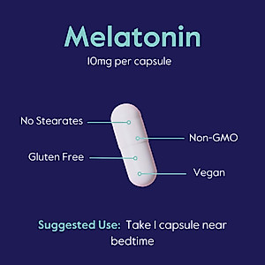 BESTVITE Melatonin 10 mg - 360 Veg Caps - No Stearates - No Sucralose, No Dextrose, No Silicon Dioxide, No Mannitol - Vegan - Non-GMO - Gluten-Free - Sleep Aid to Support Rest & Wake Cycles