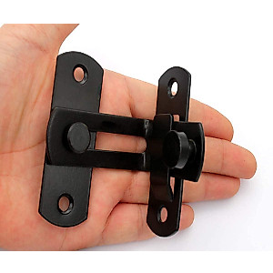 WANLIAN Black 90 Degree Right Angle Lock for Locking Sliding barn Door Locks and latches Satin