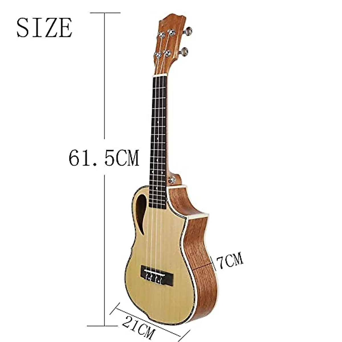 LMMDDP 23-inch Ukulele Wood Panel Cutaway Arm Guard Wood Color Ukulele Full Sound Stringed Musical Instrument