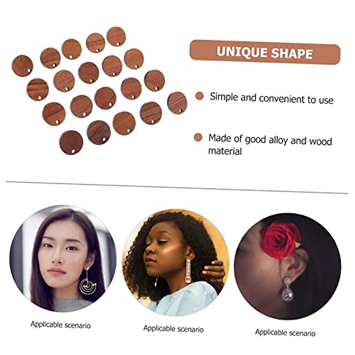 SEWACC 40 Pcs Accessories with Drop Earrings Blank Base Wooden Base Setting Jewlery Tray Earrings Post Jewelry Making Accessories Flat Round Trinket Tray Rectangle Stainless Steel Alloy