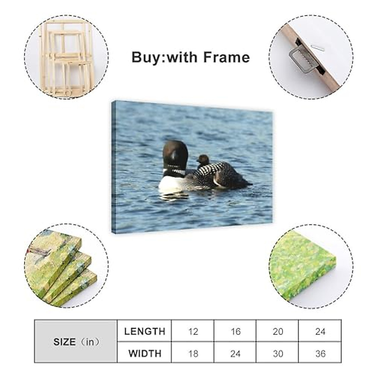 Loon Raft Poster Canvas Poster Wall Art Decor Print Picture Paintings for Living Room Bedroom Decoration Frame: Frame:16x24inch(40x60cm)