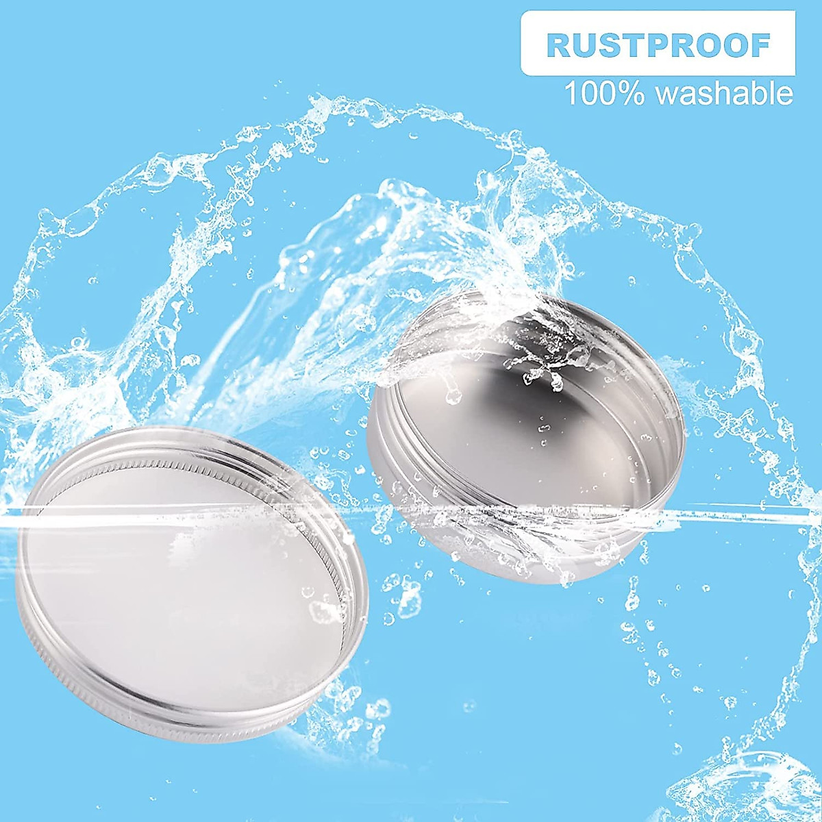 OBKJJ 102 Pack Round Cans with Screw Lid 1 Oz Aluminum Metal Tins DIY Food Candle Containers for Lotion Bars, Balms, Salve, Spices, Beard Balm, Crafts with 4 Markers 5 Sheets Label Stickers (Silver)