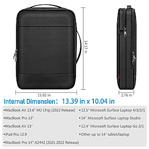 Fintie Laptop Shoulder Bag Briefcase for MacBook Air 15 13.6 13, MacBook Pro 14 13, 13.5" Surface Laptop, 13" Samsung Lenovo HP Acer Notebook, Black