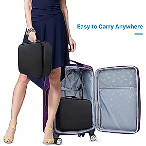 DISEN Makeup Bag Organizer, with Extra 3 Brushes, Adjustable Dividers, Cosmetic Bag Portable Travel Case Waterproof and Durable, for Women