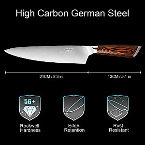 Aroma House CHRISTMAS Pratical Gift, Gift Box Packed, 4" PARING KNIFE & 8" VEGETABLE CHEF KNIFE