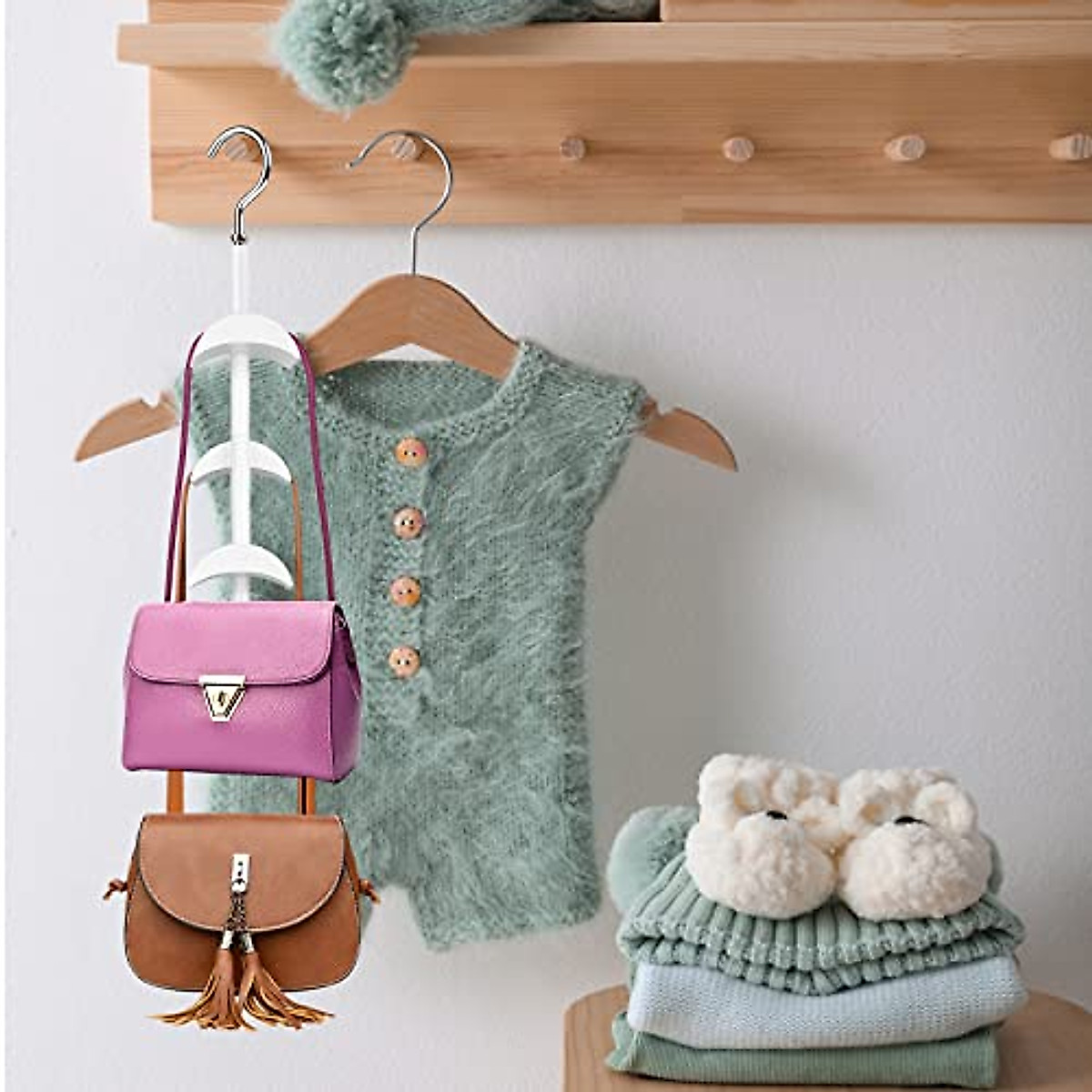 2 Packs Purse Hanger Organizer for Closet - Handbag Hanging Storage Organization Rotatable 360 Degree Shoulder Bag | Crossbody Bag | Tote Bag Organizer for Closet System, Wall