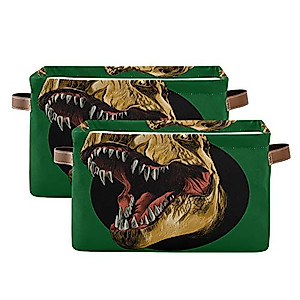 Storage Basket Funny Animal Dinosaur Storage Cube Box Durable Canvas Collapsible Toy Basket Organizer Bin with Handles for Shelf Closet Bedroom Home Office