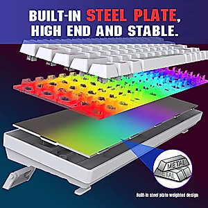 Snpurdiri 60% Percent Gaming Keyboard, Ergonomic Small Mini Gaming Keyboard, Compact RGB Backlit Keyboard for Windows, PC, Laptop, Gaming (68 Keys, White)