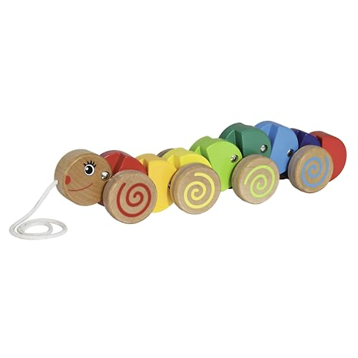 Eichhorn 100003447 Nachziehtier-100003446 Pull-Along Caterpillar with Movement, 32 cm Long, Beech Wood, Colourful