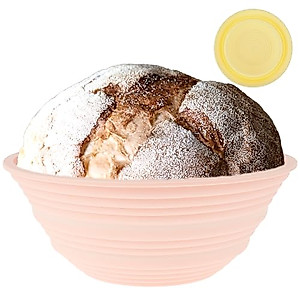 2Pcs Bread Proofing Basket Silicone, Collapsible Sourdough Bread Baking Supplies Dough Proofing Bowl Containers Oven Safe Baking Gifts for Bakers, 9inchs (A)