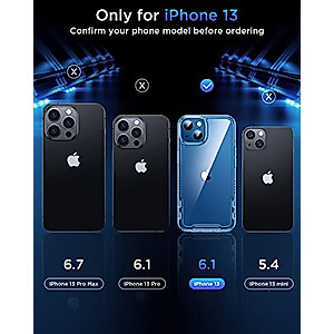 Humixx Designed for iPhone 13 Case, [Not Yellowing] [Military Grade Drop Tested] [Anti-Scratch & Anti-Fingerprint] Clear PC Back with Soft Black TPU Bumper, Slim Fit Protective Case for 13 Phone