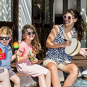 DAJAVE 4 Pack Hand Drums with Drum Stick 4Inch 6 Inch 8 Inch 10 Inch, Percussion Wood Frame Drum with 4 Sticks, Musical Instruments for Drums Beginners for Home School Party Supplies