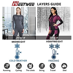 MEETWEE Thermal Underwear for Women, Long Johns Ski Cold Weather Gear Set Base Layer Warm Winter Top and Bottom Running Red Medium