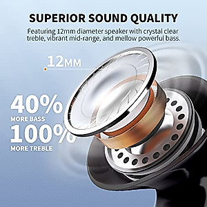 Bluetooth Earbuds, Environmental Noise Cancellation 4 Mic Call Noise Cancelling Ear Buds Stereo Sound Deep Bass Bluetooth Headphones IPX6 Waterproof True Wireless Earbuds for Sport and Working