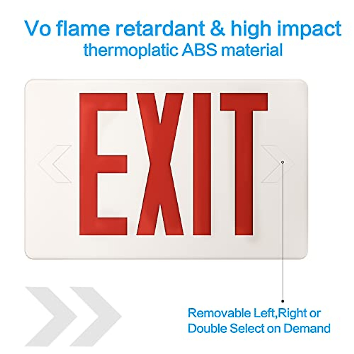 EXITLUX 2 Packs LED Exit Lights with Emergency Lights-Double Face Two LED Adjustable Head Emergency Exit Lights with Battery Backup Dual LED Lamp ABS Fire Resistance UL Listed 120-277VAC.…