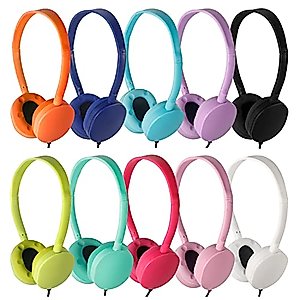 100 Pack Classroom Kids Headphones Bulk 10 Colourful Class Set of Headphones for Students Children Toddler Boys Girls Teen and Adult (100 Mixed)
