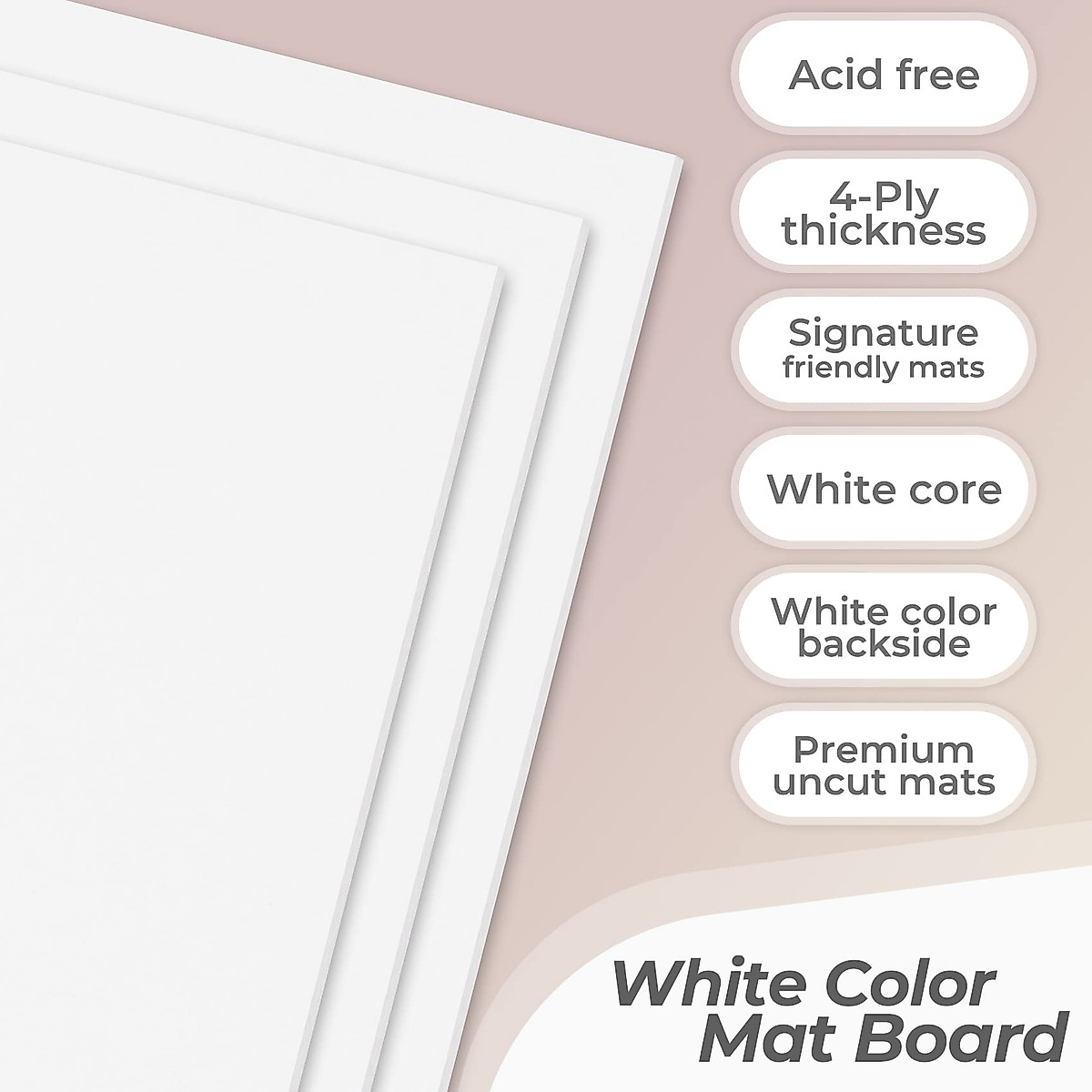 Frametory, 8x10 White Uncut Picture Mat Boards, Backing Boards for Frames, Photos, Crafts - Pack of 12