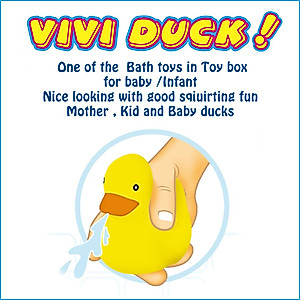 INFANTMOM - Floating Bath Ducks with Temperature Indicator for Toddlers, Safety Bathtub Rubber Shower Swimming Yellow Ducky Toy for Infant, Baby and Kids. Clean and Safe Toy (Baby Duck)