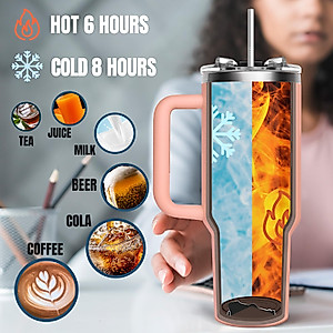 Personalized 40 Oz Tumbler with Handle and Straw - Custom Bridesmaids Gifts Gifts with Name and Birth Flower - Personalized Tumbler Travel Coffee Mug - Bridesmaid Gifts for Wedding Day