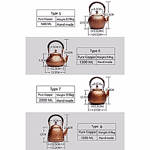 Handmade Solid Copper Tea Pot Kettle Stovetop Teapot Thick,Pure Copper Kettle, Kettle, Tea Set, Handmade Copper Teapot Tea Kettle for Stove top