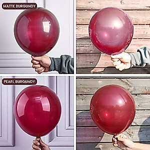 PartyWoo Burgundy Gray White Balloons, 60 pcs Balloon Pack of Burgundy Balloons Wine Red Balloons Gray Balloons White Balloons for Burgundy Baby Shower Decorations, Memorial Day Decorations