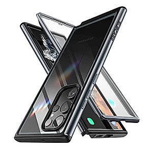 SUPCASE Edge XT Series Case for Samsung Galaxy S23 Ultra 5G (2023), Slim Frame Clear Protective Case with Built-in Screen Protector (Black)