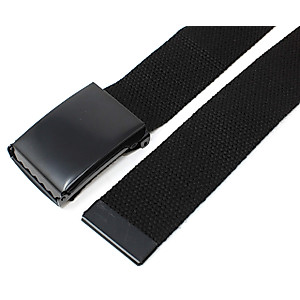 Canvas Web Belt Flip-Top Black Buckle/Tip Solid Color 50" Long 1.5" Wide (Black)