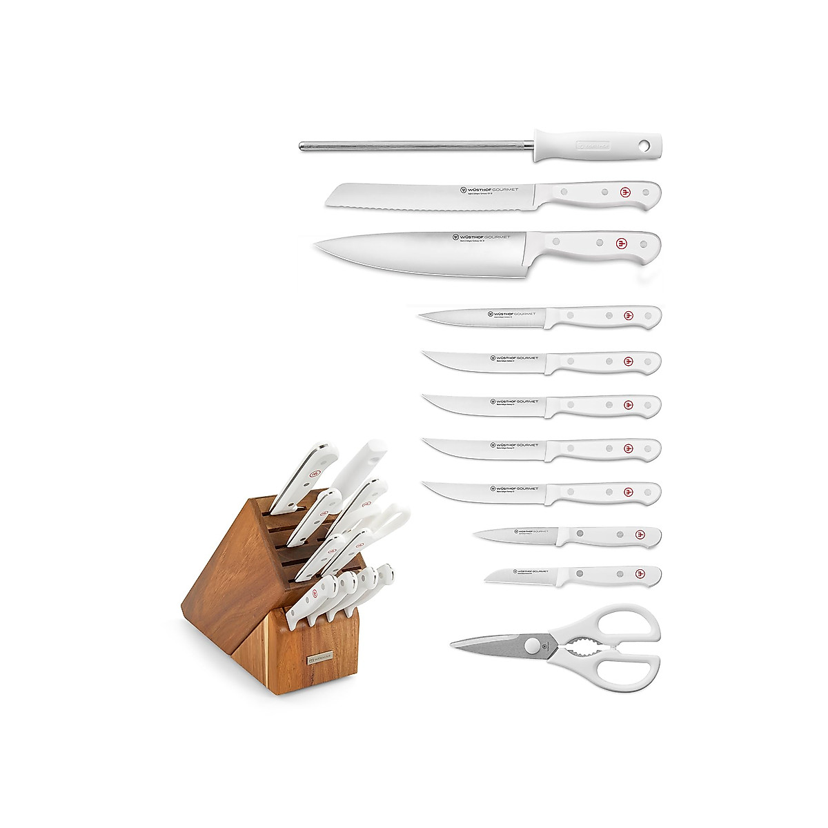 WÜSTHOF Gourmet White Twelve Piece Knife Block Set