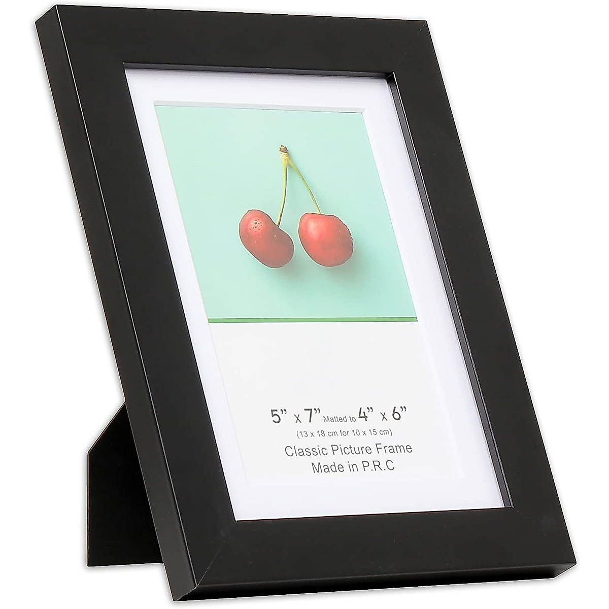 The Display Guys - Square Profile Wooden Picture Frame with Tempered Glass - 5" x 7" matted to 4" x 6" – 6 Pack – Black