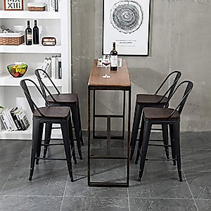 Aklaus Metal Bar Stools Set of 4,30 inch Barstools Bar Height Bar Stools with Backs Farmhouse Bar Stools with Larger Seat High Back Kitchen Dining Chairs Modern Bar Chairs Matte Black Stools