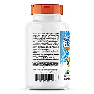 Doctor's Best High Absorption CoQ10 with BioPerine, Gluten Free, Naturally Fermented, Vegan, Heart Health & Energy Production, 100 mg 360 Veggie Caps