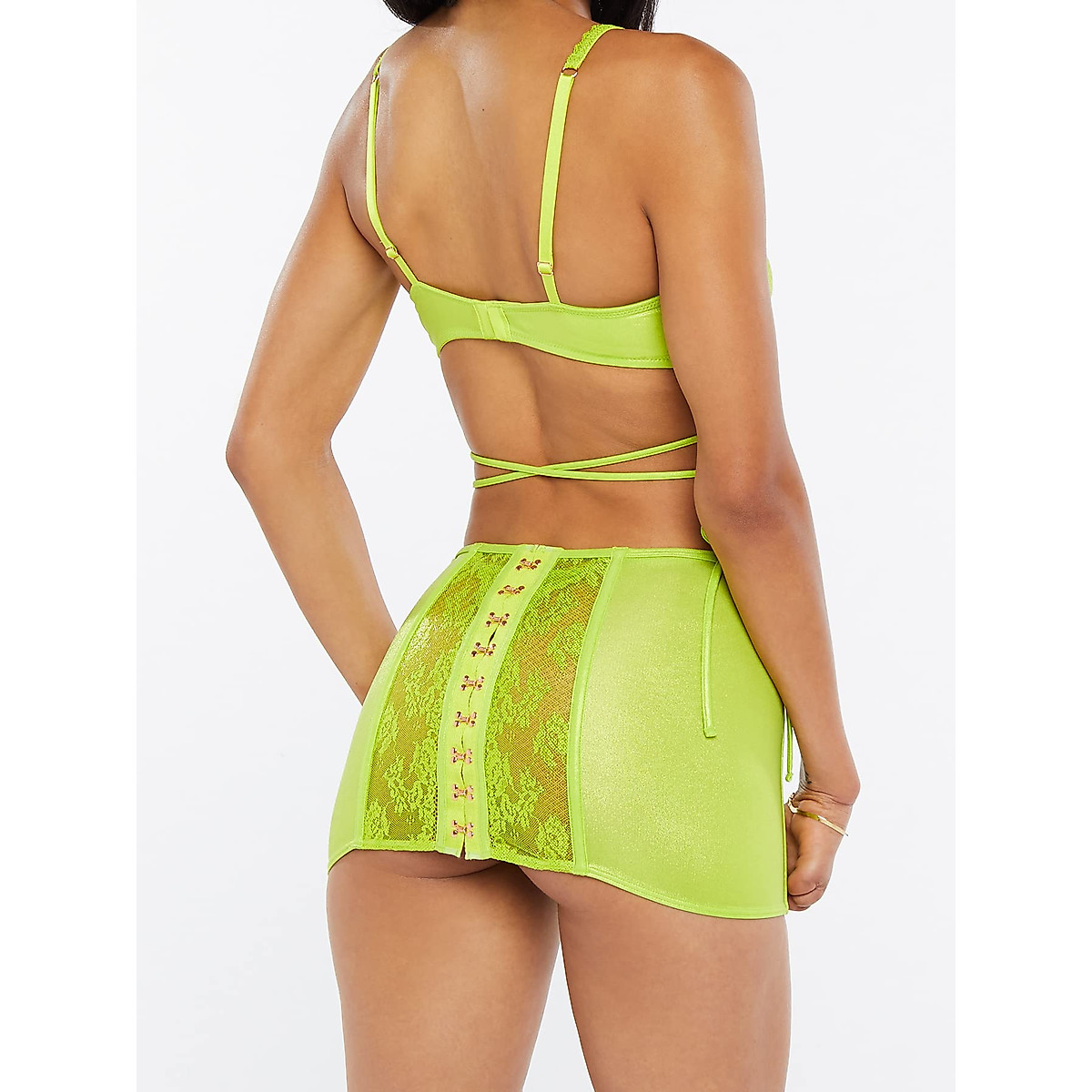 Savage X Fenty, Women's, Caged Lace Skirt, Fuji Apple Green, M