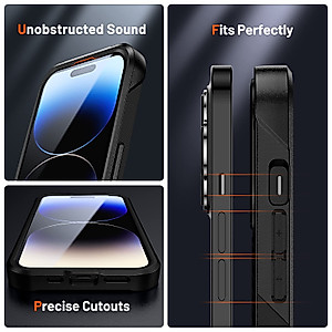 Asuwish Phone Case for iPhone 14 Pro Max 6.7 inch with Tempered Glass Screen Protector Cover and Cell Accessories Protective Slim iPhone14promax i Phone14Max Plus iPhone14 ProMax Women Men Black