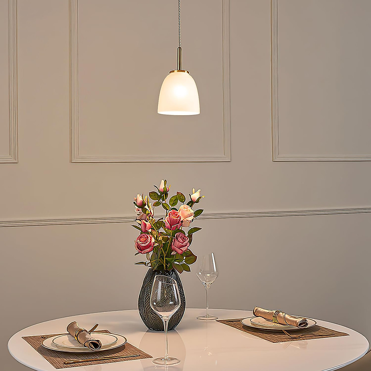 Eidonta 4 Pack White Frosted Glass Shade Replacements, Bell Shaped Glass Shade Covers for Ceiling Fan Light Fixture, 4.92"High, 4.72"Diameter, 1.65 "Fitter, High Transmittance Globe Lampshades