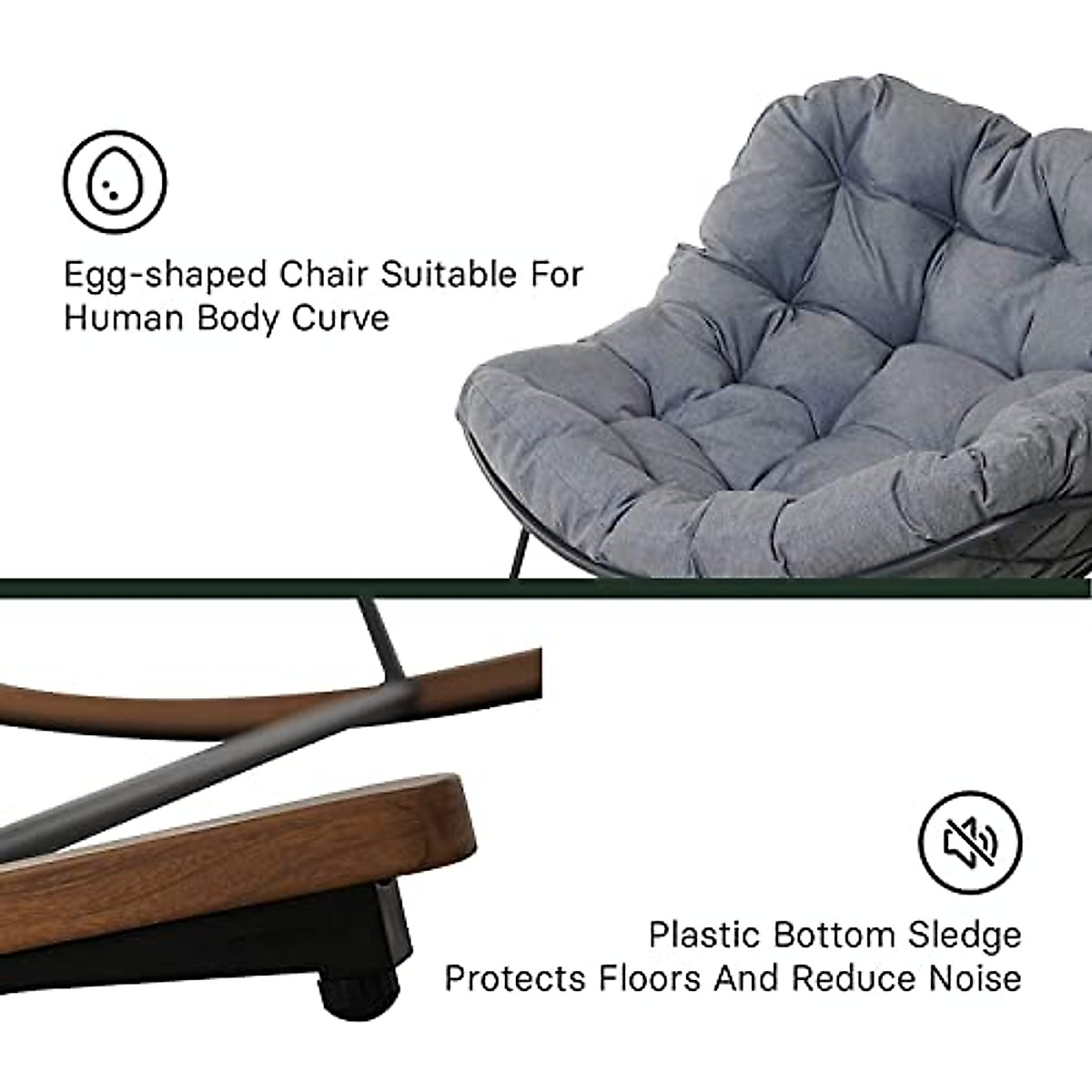 Grand patio Outdoor Rocking Chair, Comfy Modern Steel Rocker Chair with Cushion for Porch, Balcony, Patio, Garden, Yard, Gray
