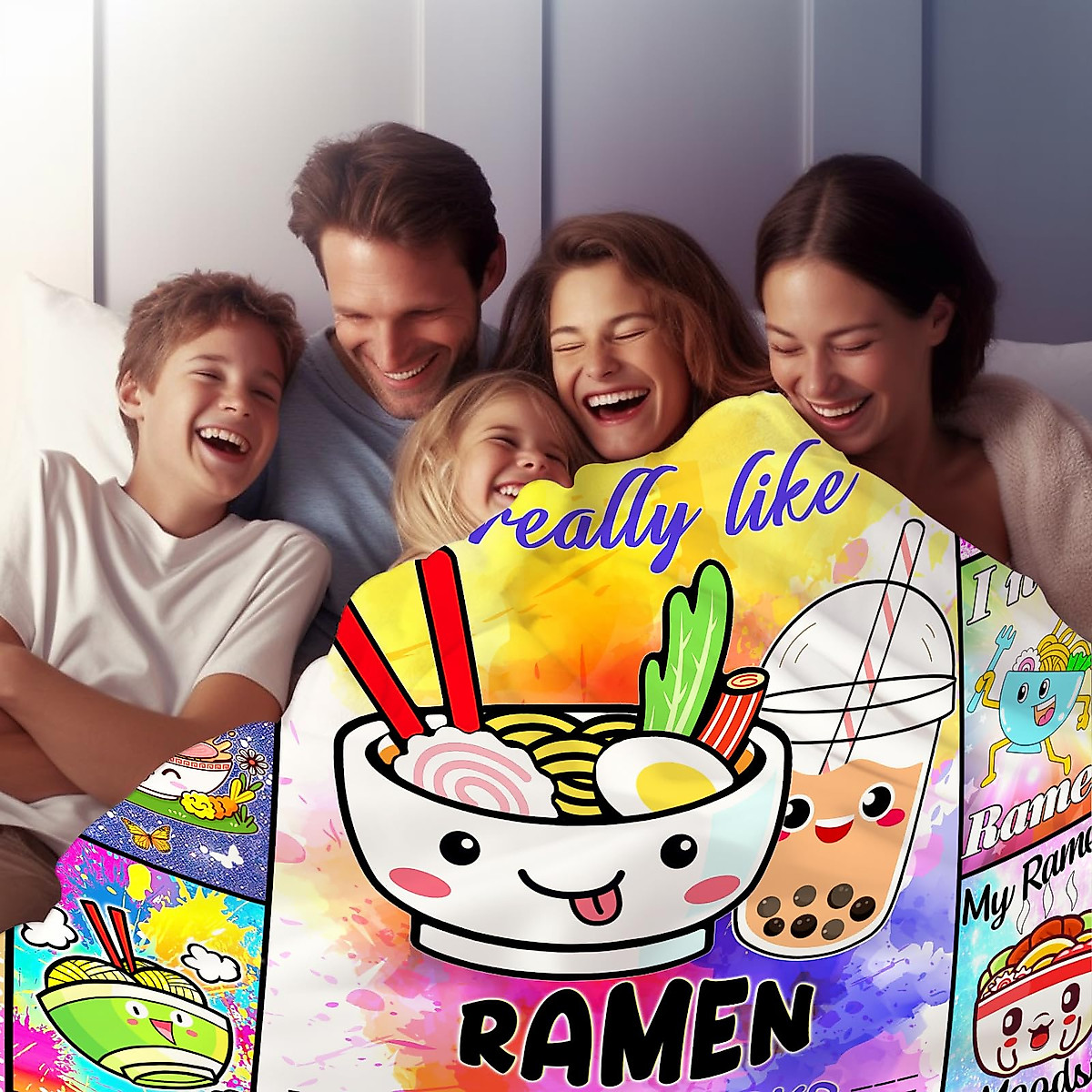 Anime Ramen Blanket Cartoon Ramen Blankets and Throws Bed Couch Sofa Christmas Birthday Gifts for Teens Boys Kids Girls Women Adults 50"X40"