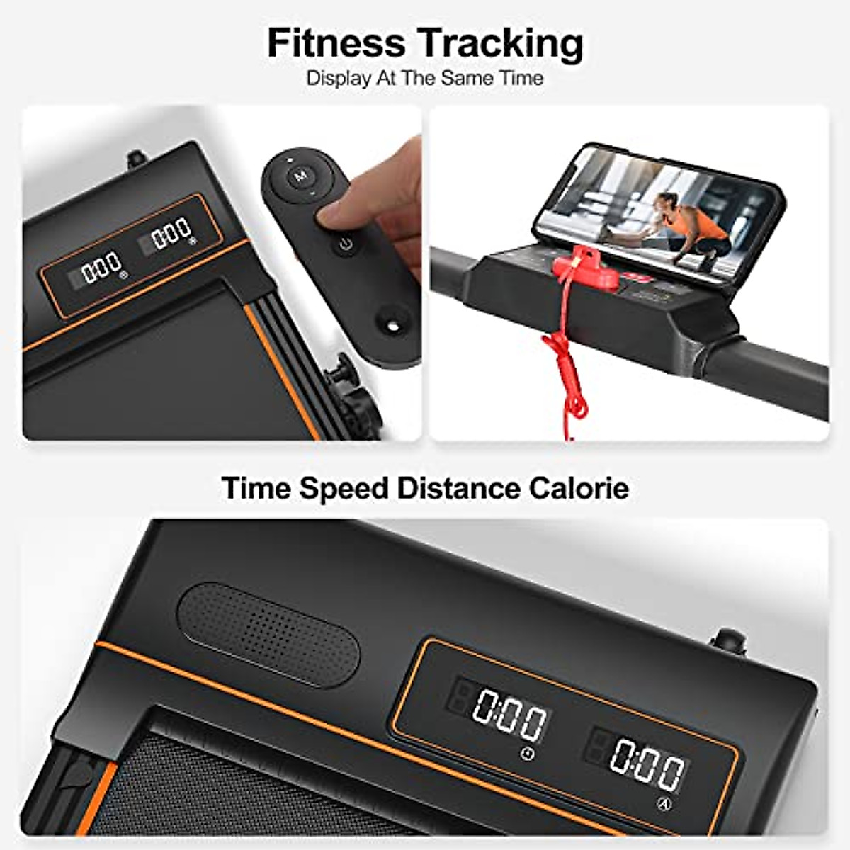 DAEYEGIM Treadmill-Walking Pad-Under Desk Treadmill-2 in 1 Folding Treadmill-Treadmills for Home-Black Orange