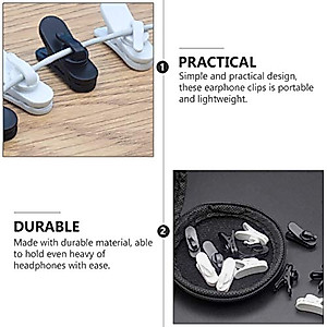MILISTEN 100pcs Earphone Wire Clip 360 Degree Rotate Earphone Cable Clothing Clip Plastic Earbud Clip for Fixing Round Wire Earphone Headphone Microphone Black