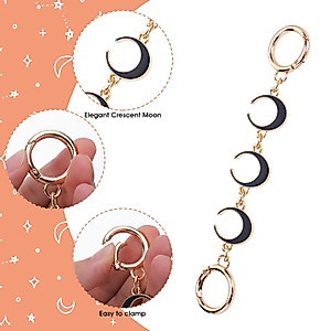 Black Moon Purse Chain Extender Moon Shape Bag Strap Extension for Women's Purses and DIY Bags Hook Design Ideal for Extending or Replacing Bag Straps Perfect Bag Accessories and Purse Making Supplies