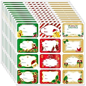 144Pcs Christmas Gift Tags, Christmas Presents Stickers Self Adhesive Christmas Name Tags for Christmas Gift Holiday Label Stickers (2 x 3 Inch)