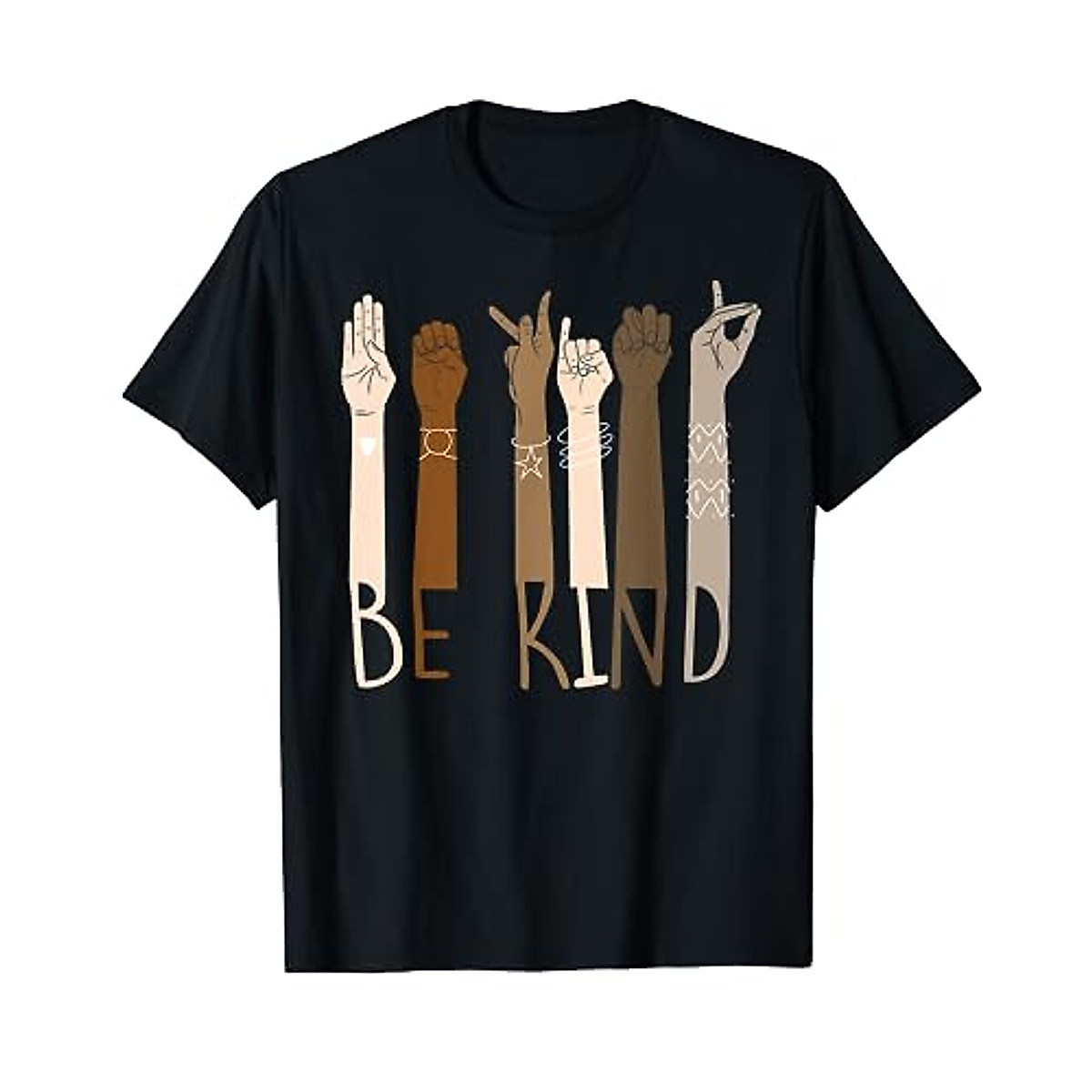 Be Kind Hand Sign Language Teachers Melanin Interpreter ASL T-Shirt