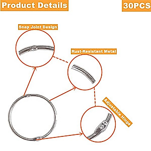 30Pcs Shower Curtain Rings Rustproof Metal Round Shower Ring Hooks for Bathroom Decorative Shower Curtain Rings for Shower Rods Curtains YUSZOOM (Silver)
